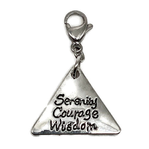 "Serenity Courage Wisdom" Triangle Charm – Recovery Bling
