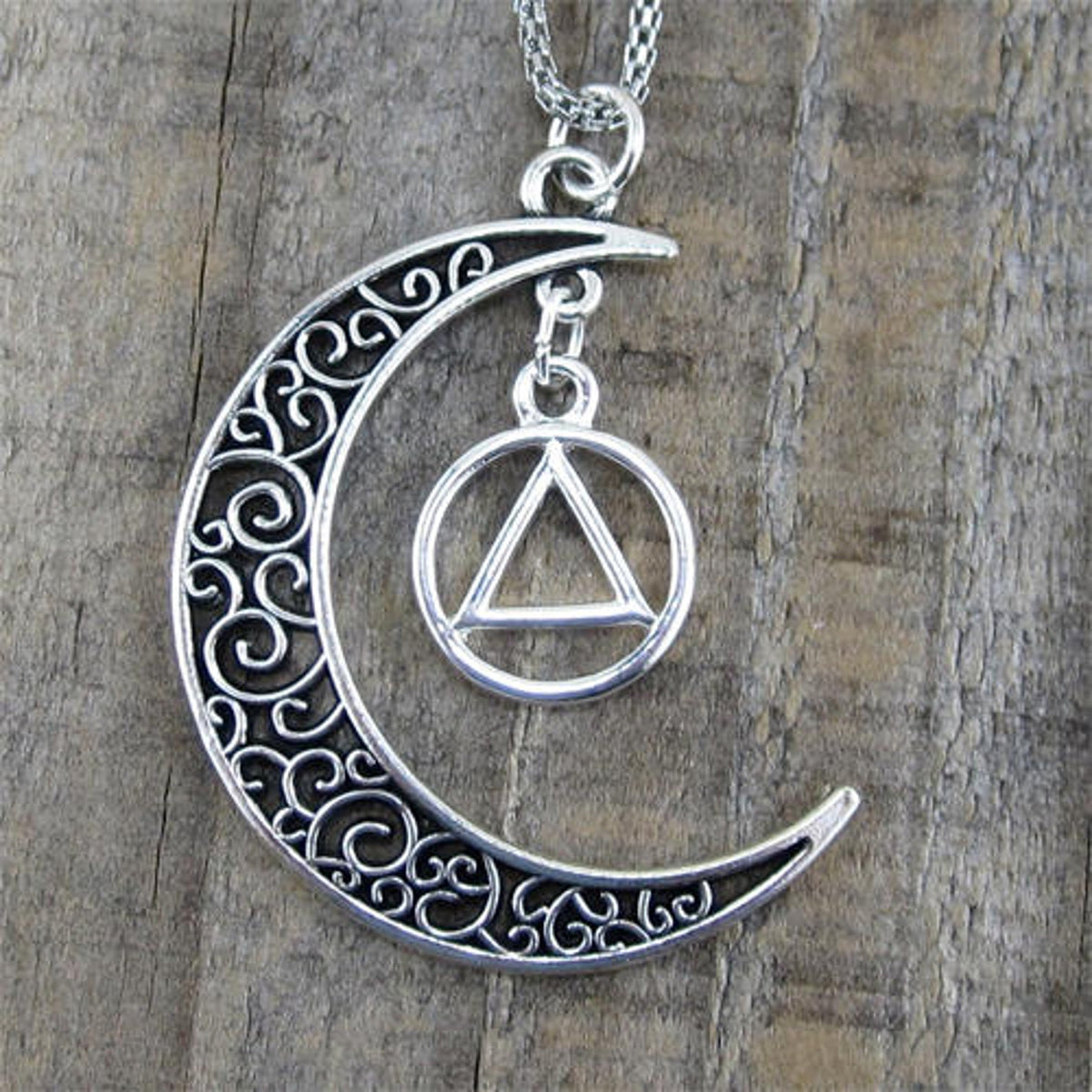 Alcoholics Anonymous Moon Pendant - "Higher Power" – Recovery Bling